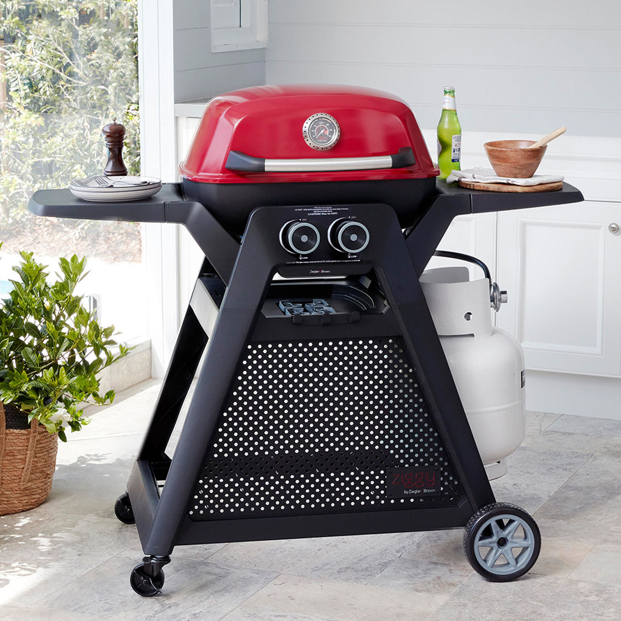 Ziggy Elite Twin Grill LPG BBQ On Cart – BBQ39